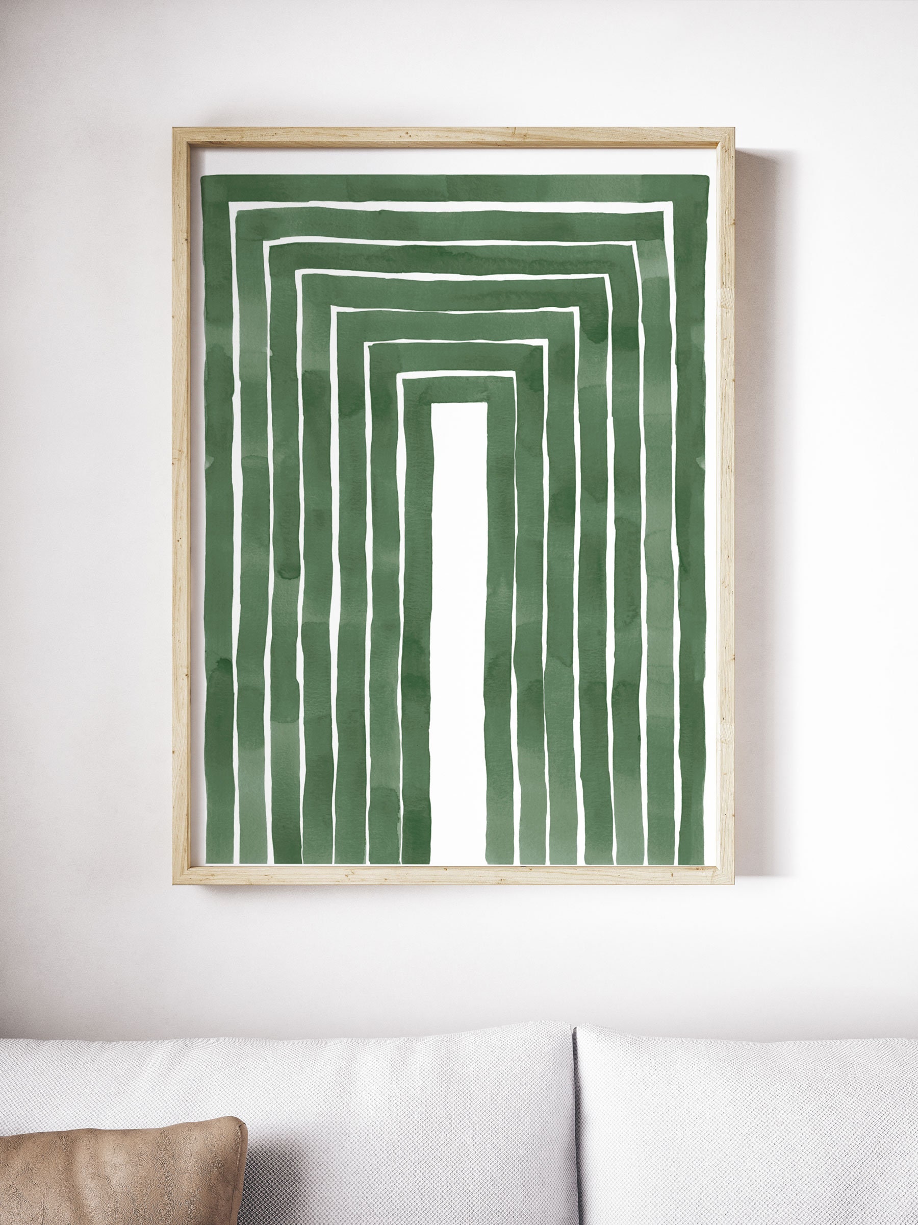 Green Linear Art Watercolour Poster Contemporary Home Decor - Etsy