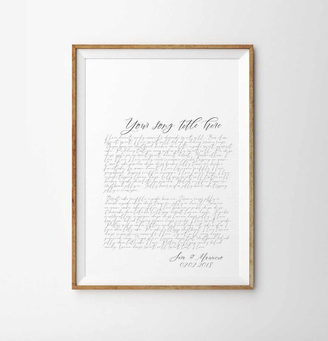 Custom Song Lyrics Poster Personalized Text Quote Art Print Custom Text ...