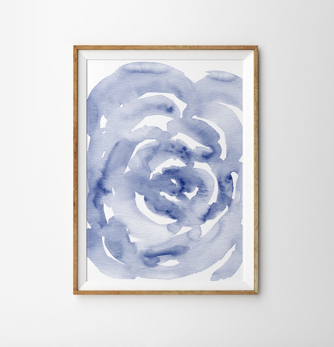 Abstract Poster Indigo Painting Scandinavian Watercolour Art - Etsy
