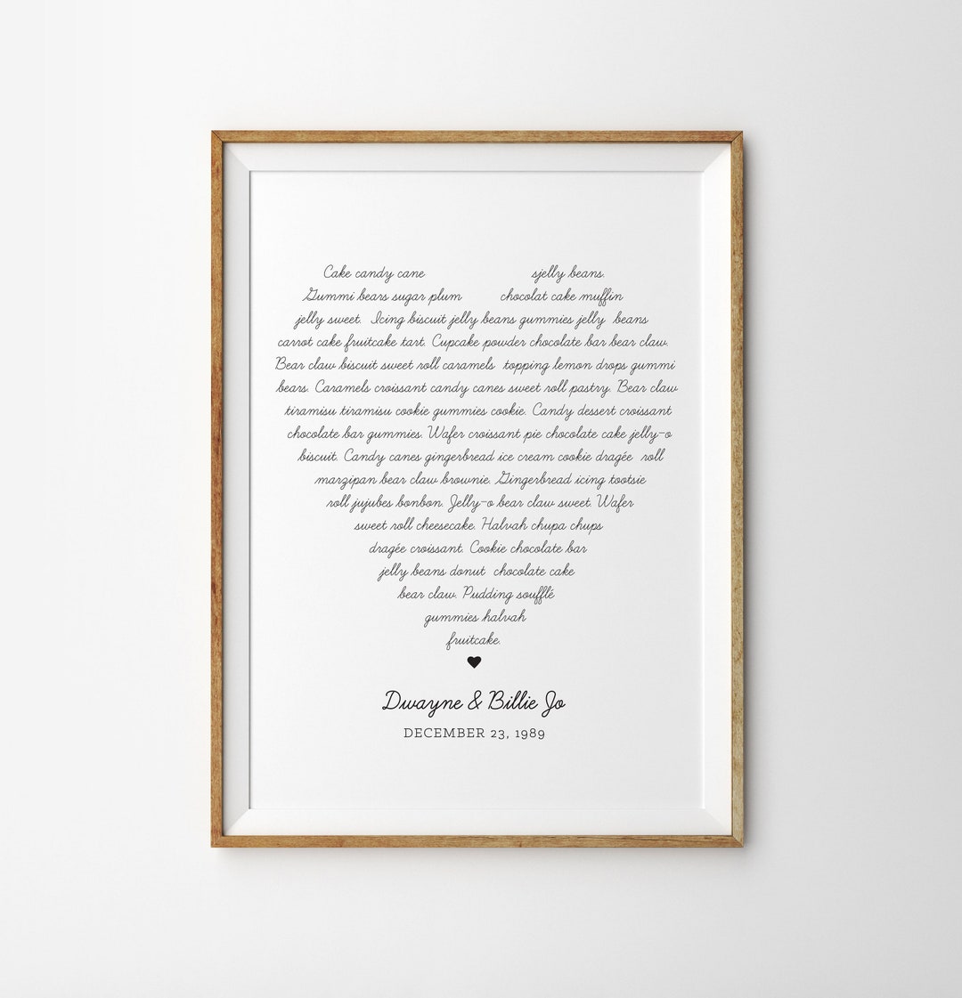 Custom Wedding Song Lyrics Poster, Custom Made Song Lyric Print ...