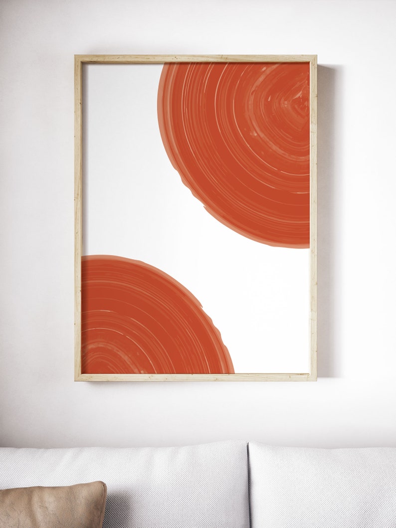 Orange Abstract Art Poster Mid Century Burnt Orange Art Print Large ...