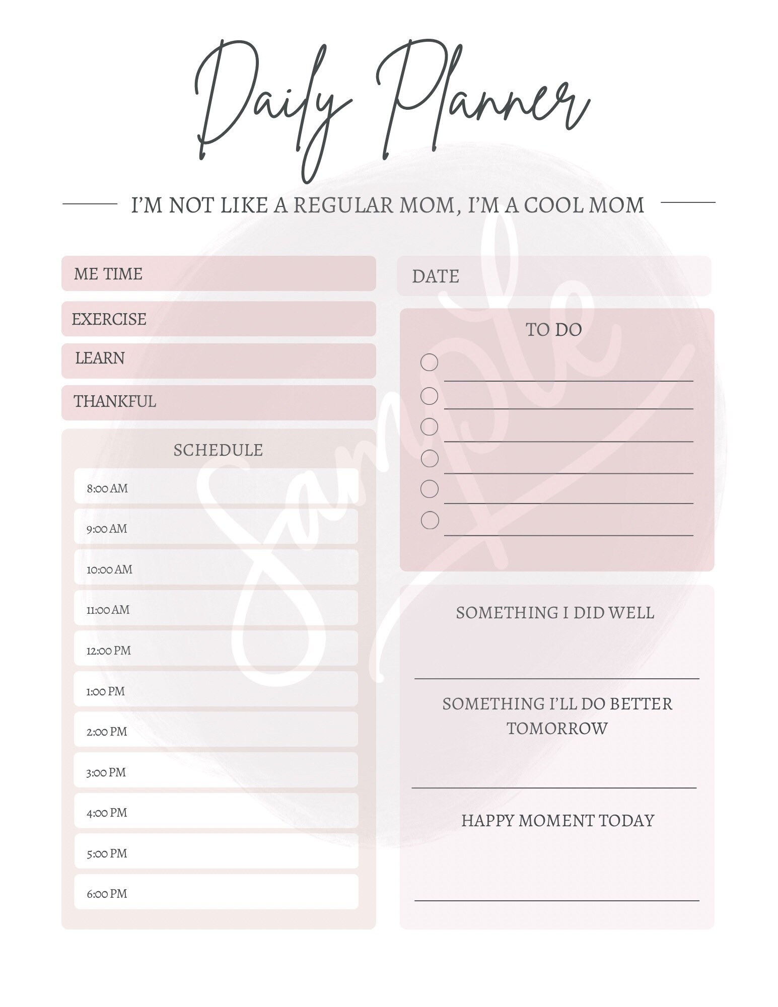 Printable Daily Planner for Moms Digital Download Planner - Etsy