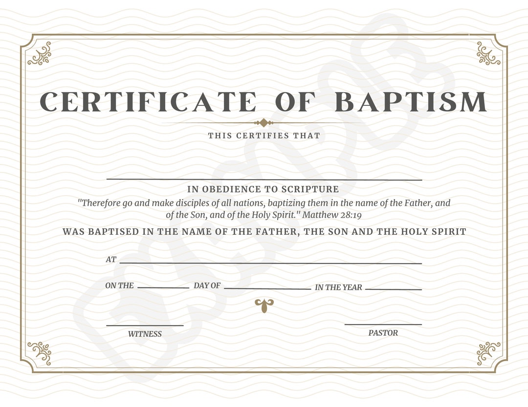 Baptism Certificate Modern Digital Download - Etsy