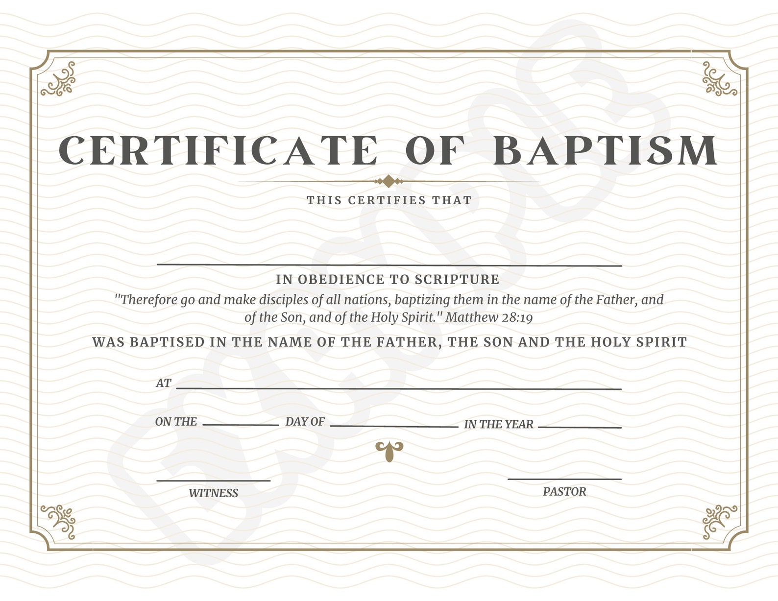 Baptism Certificate Modern Digital Download - Etsy