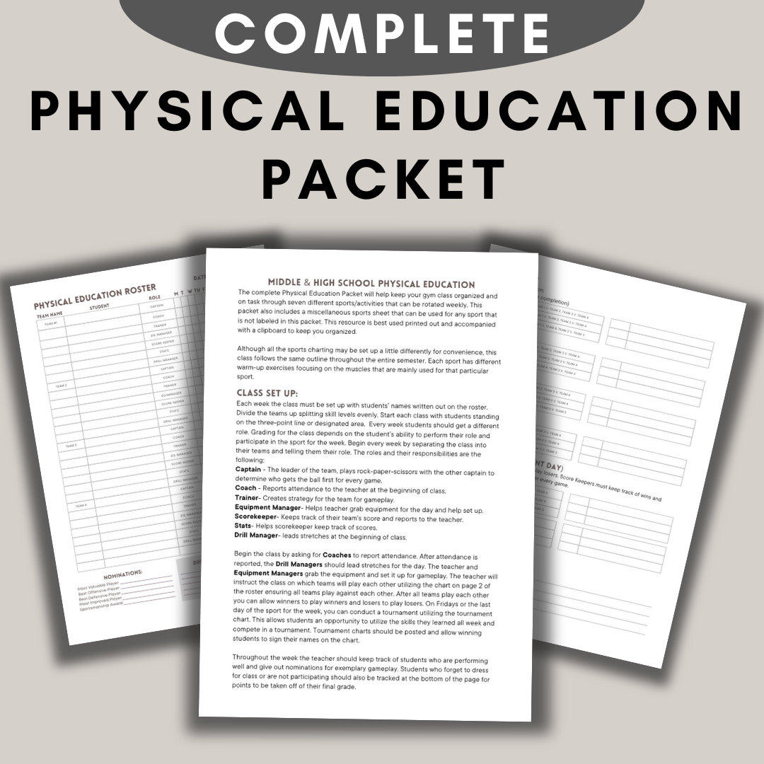 Complete Physical Education Packet With Roster, Sport Instructions, and ...