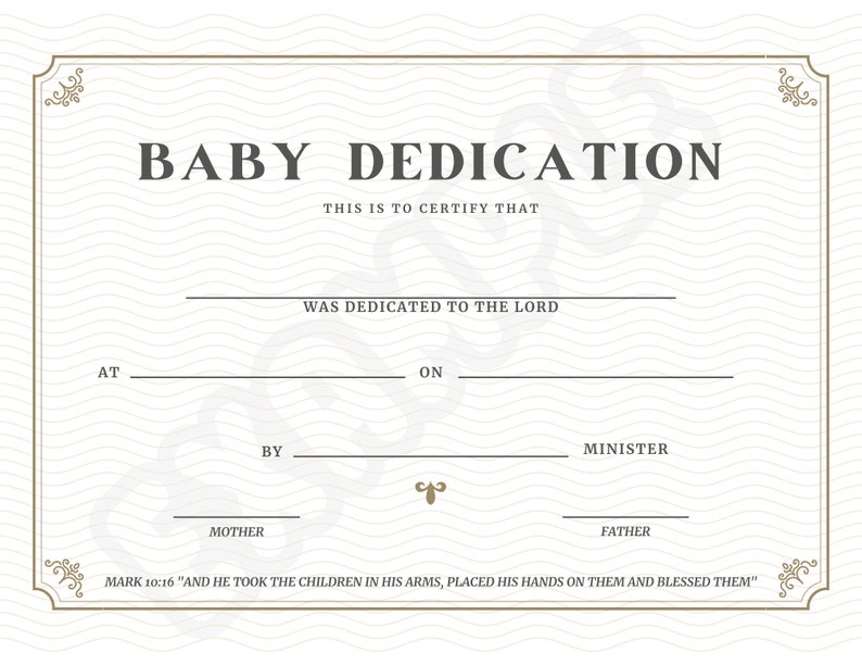 Modern Baby Dedication Certificate Digital Download - Etsy