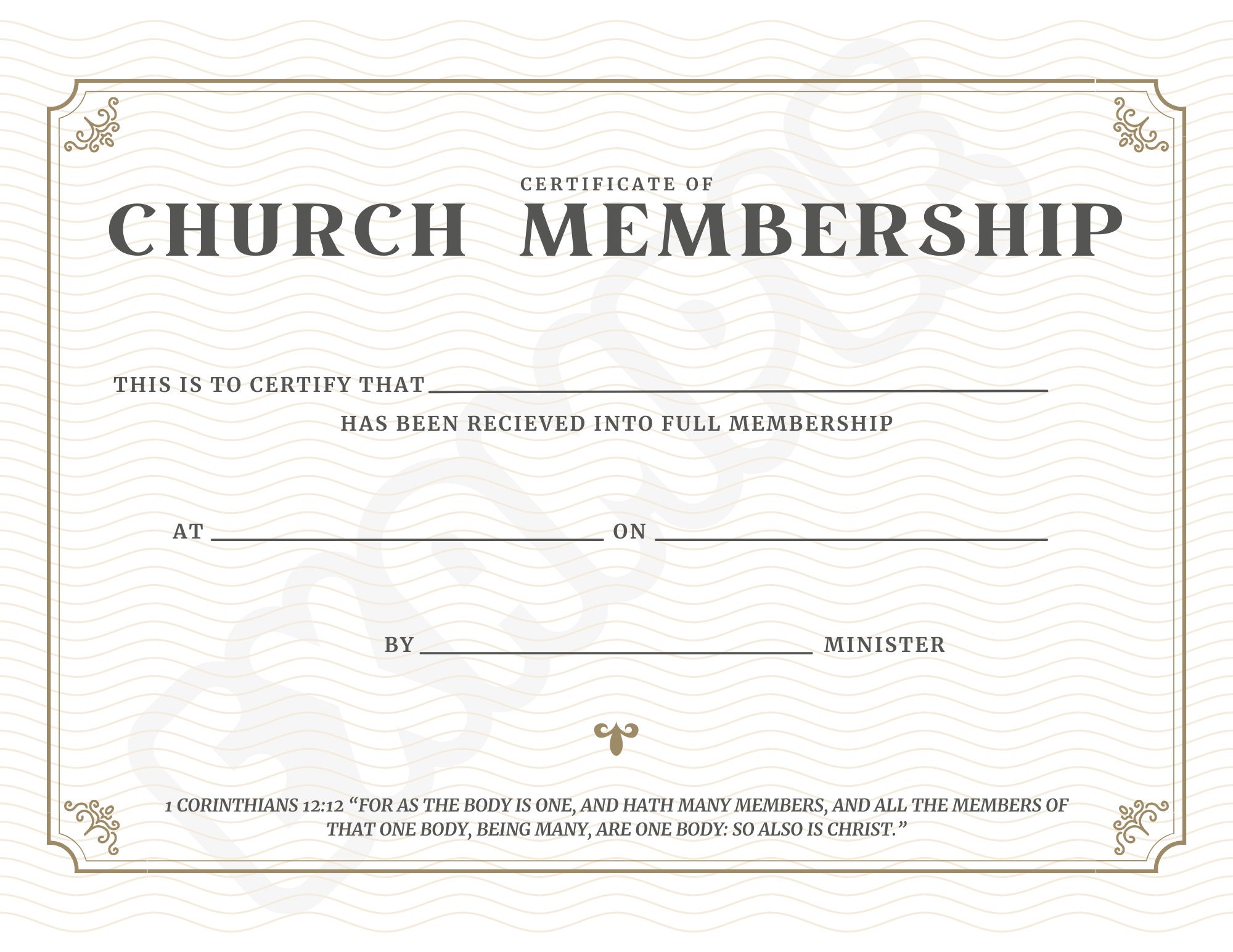 Modern Church Membership Certificate Digital Download - Etsy