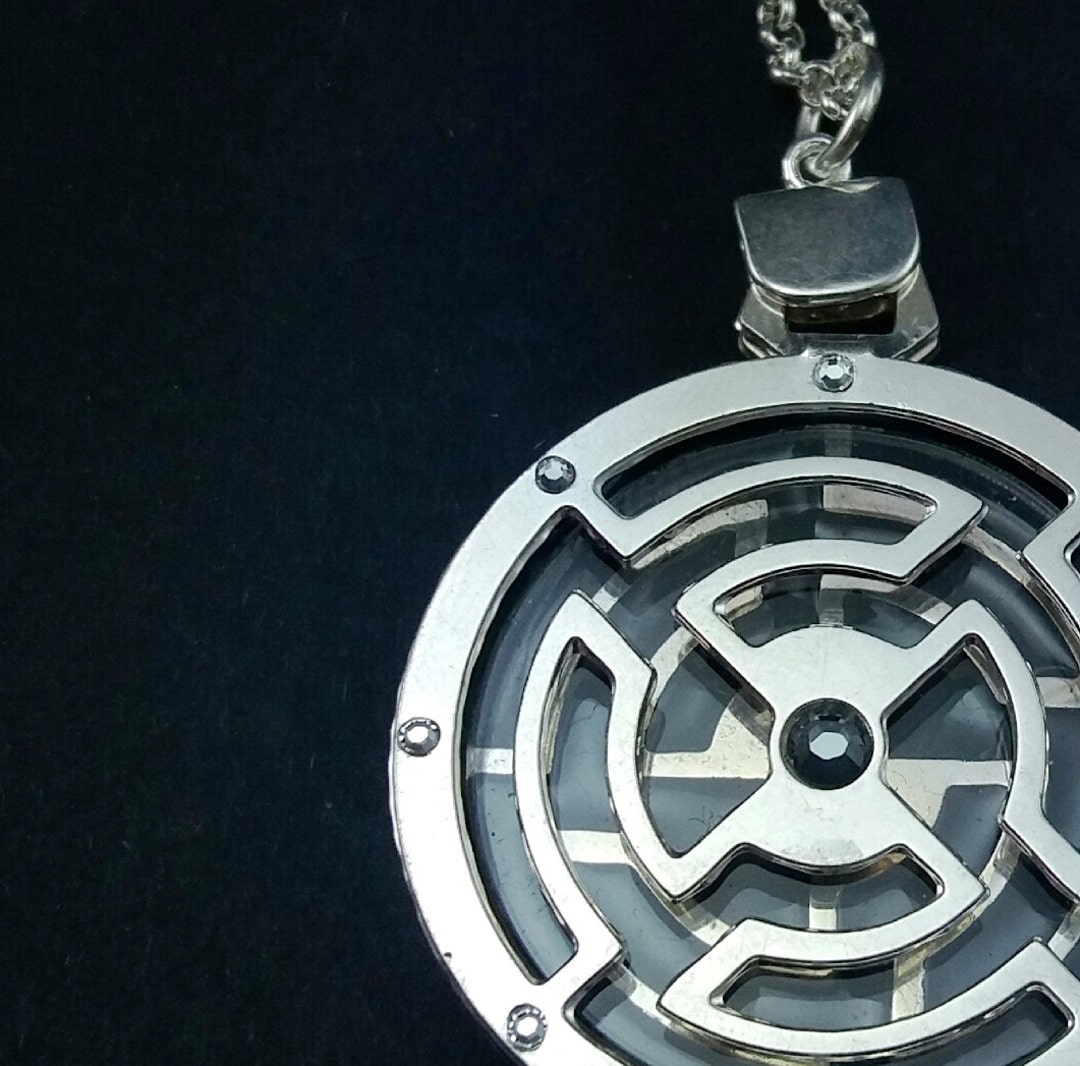 Silver Big Maze Pendant Necklace , Black & Silver Pendant Necklace ...