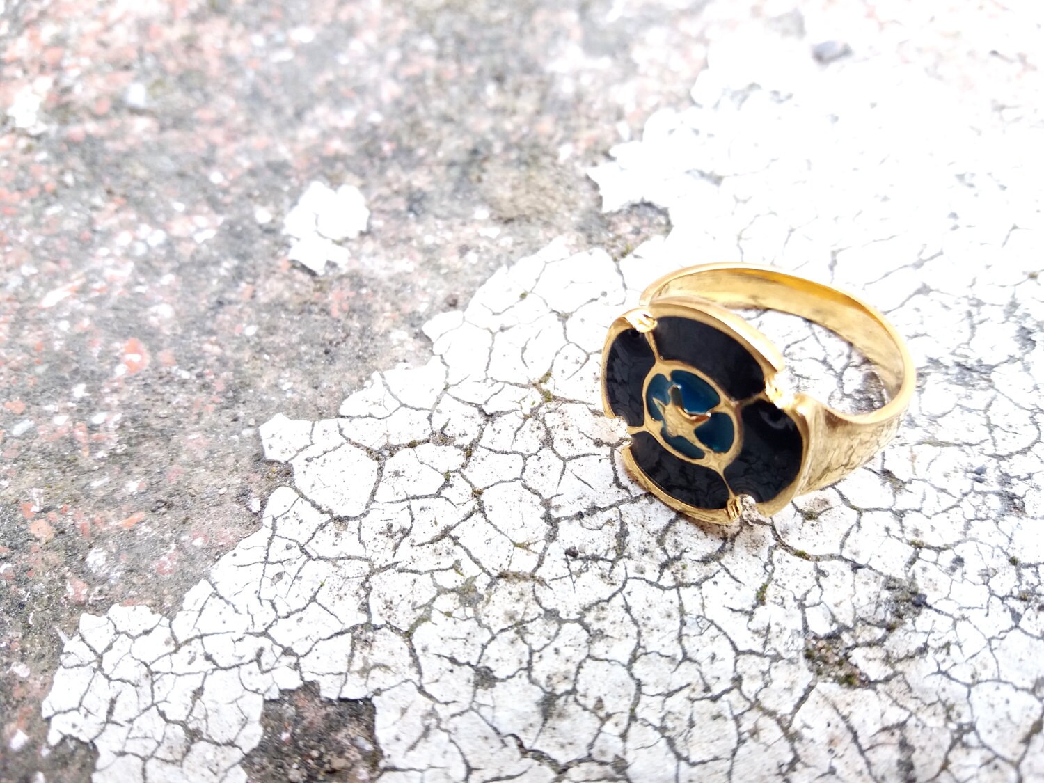 Heli Gold Signet Ring, Helicopter Gold Signet Ring, Enamel Gold Signet ...