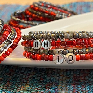The Ohio State Buckeyes OSU Memory Wire Wrap Beads Bracelet OH IO - Etsy