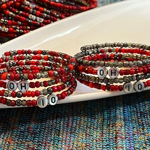 The Ohio State Buckeyes OSU Memory Wire Wrap Beads Bracelet OH IO - Etsy