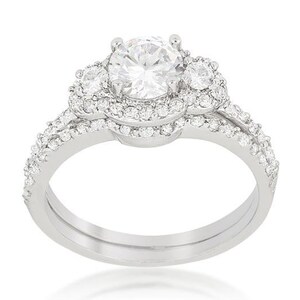 Fancy Diamond Wedding Set Elegant Bridal Set Silver - Etsy