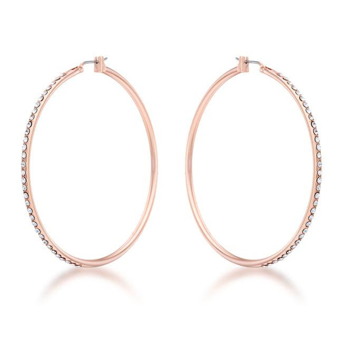 18k Gold Diamond Hoop Earrings Gold Hoop Earrings 2 Inch - Etsy