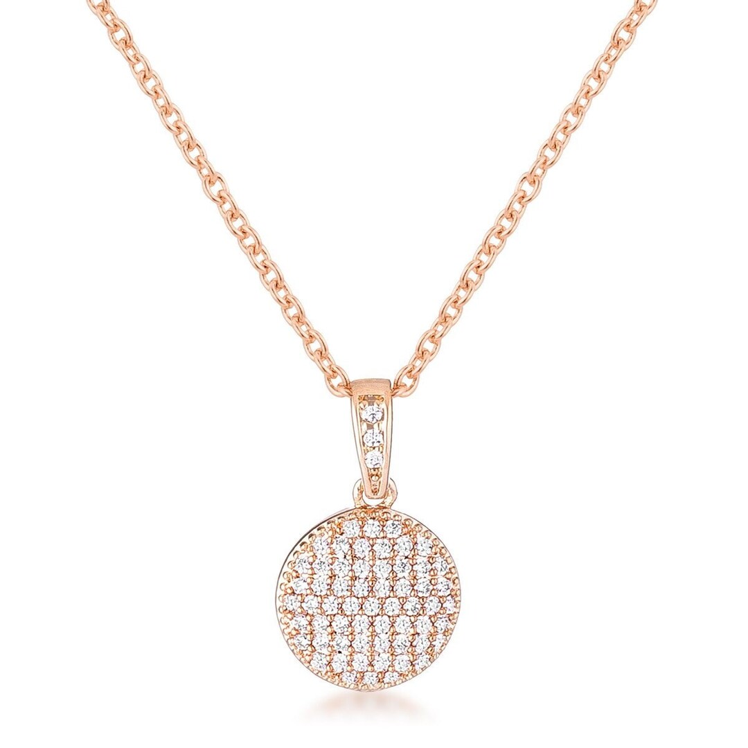 Elegant Rose Gold Disk Diamond Necklace, Diamond Necklace, Disc ...