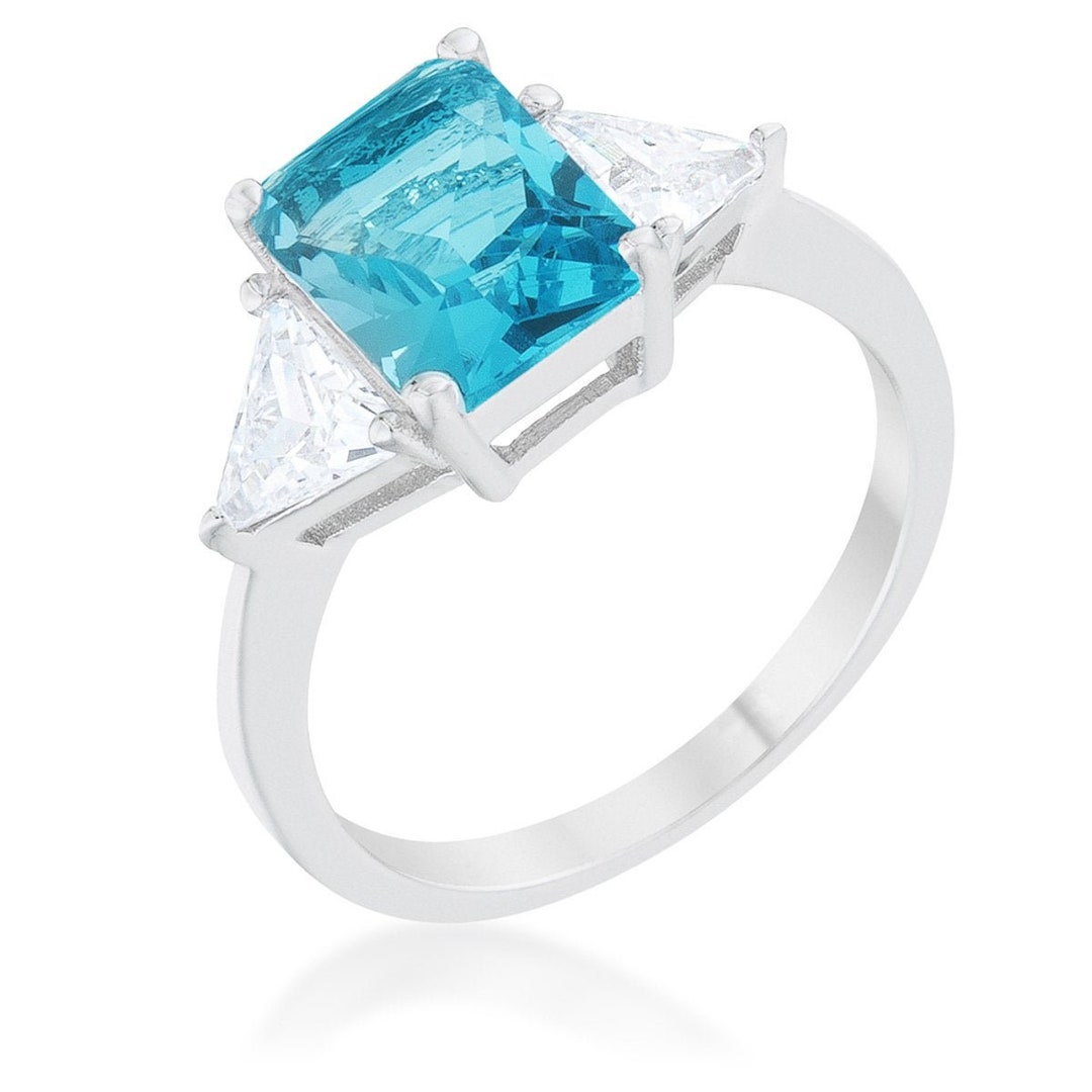 Anello di fidanzamento classico topazio blu, anello di diamanti blu ...