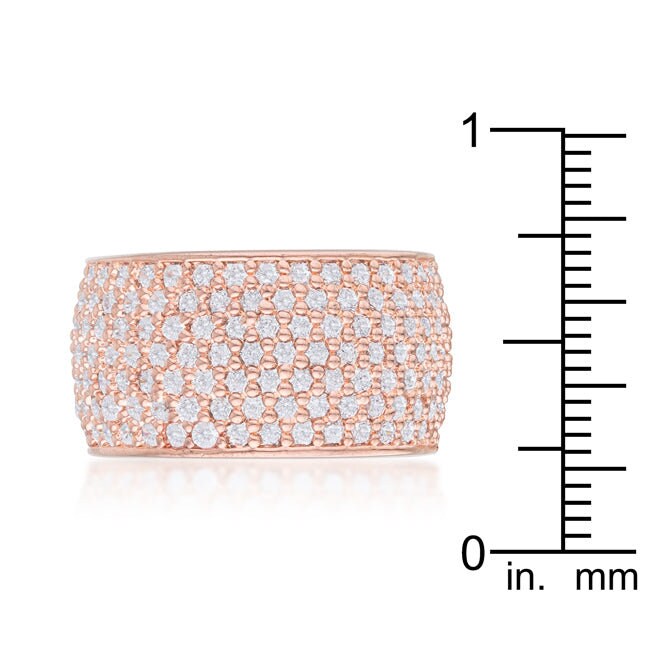 Rose Gold Diamond Band Ring Rose Gold Wide Band Large Rose - Etsy