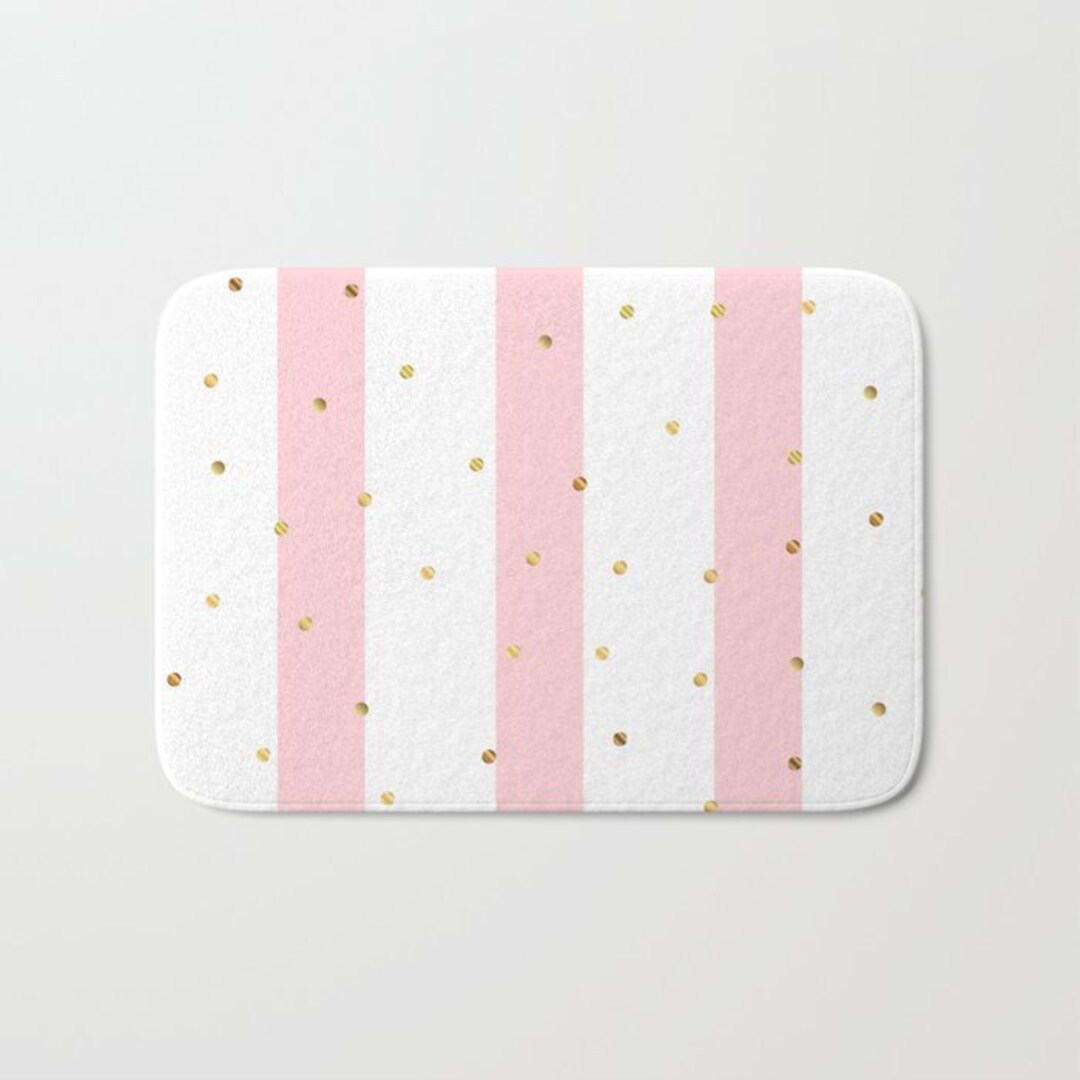 Blush Pink Stripes Shower Mat, Pink White Bath Mat, Pink Stripes ...