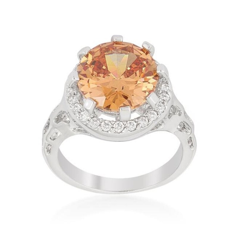 Champagne Diamond Round Cocktail Ring Orange Diamond - Etsy