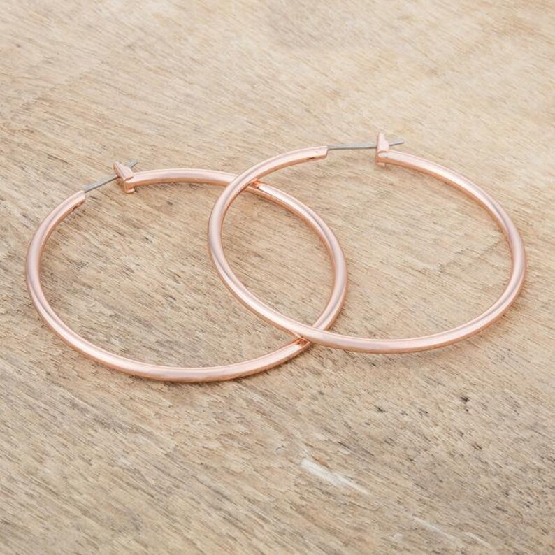 Medium Rose Gold Hoops Small Rose Gold Hoops Minimal Hoops | Etsy
