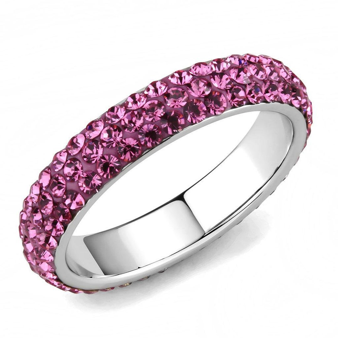Pink Diamond Eternity Band, Pink Eternity Band, Stainless Steel Band ...