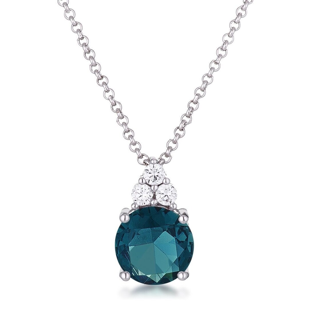 Blue Green Diamond Necklace, Blue Green Round Diamond Pendant ...