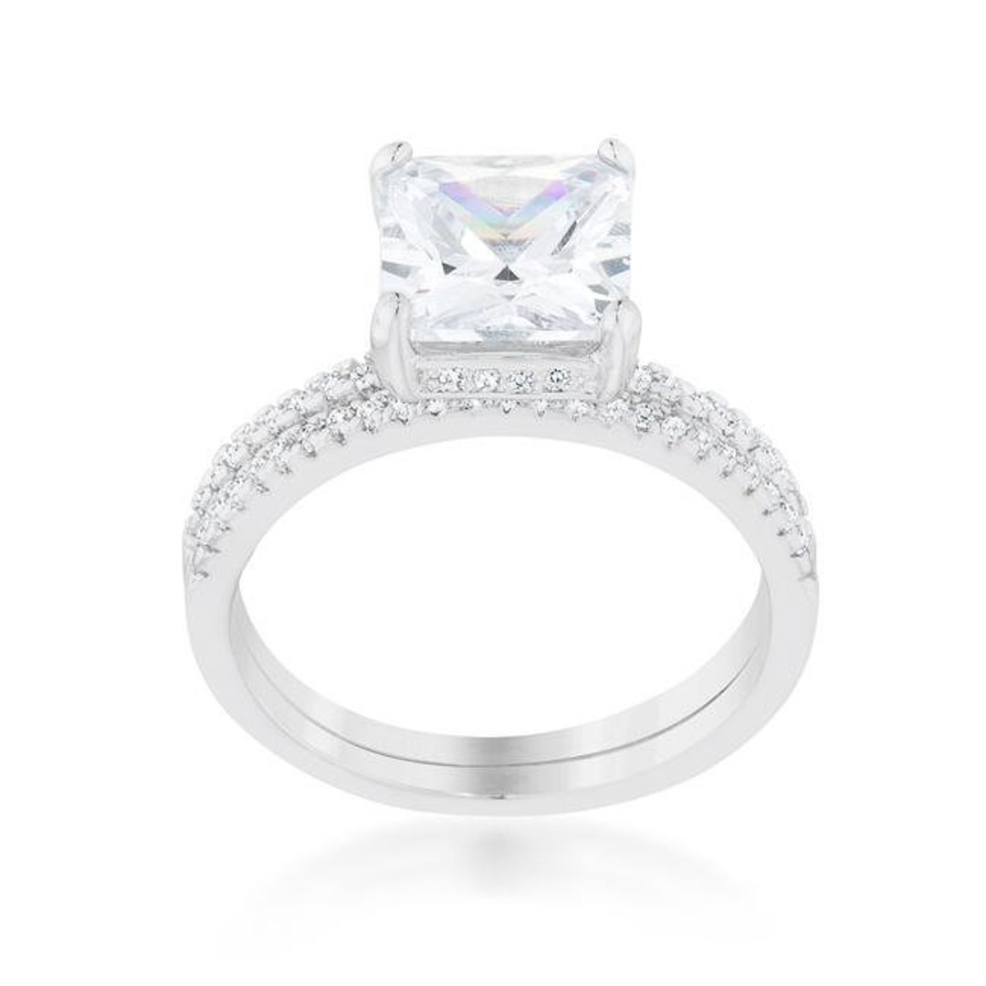 Princess Solitaire Diamond Wedding Ring Set, Princess Cut Diamond ...