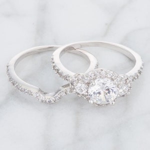 Fancy Diamond Wedding Set Elegant Bridal Set Silver - Etsy