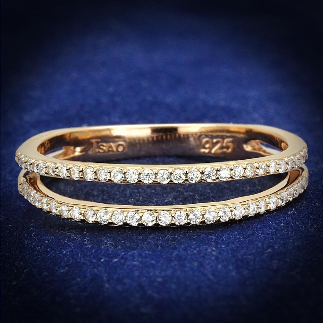 Rose Gold Open Bar Ring, Rose Gold Double Bar Ring, Rose Gold Double ...