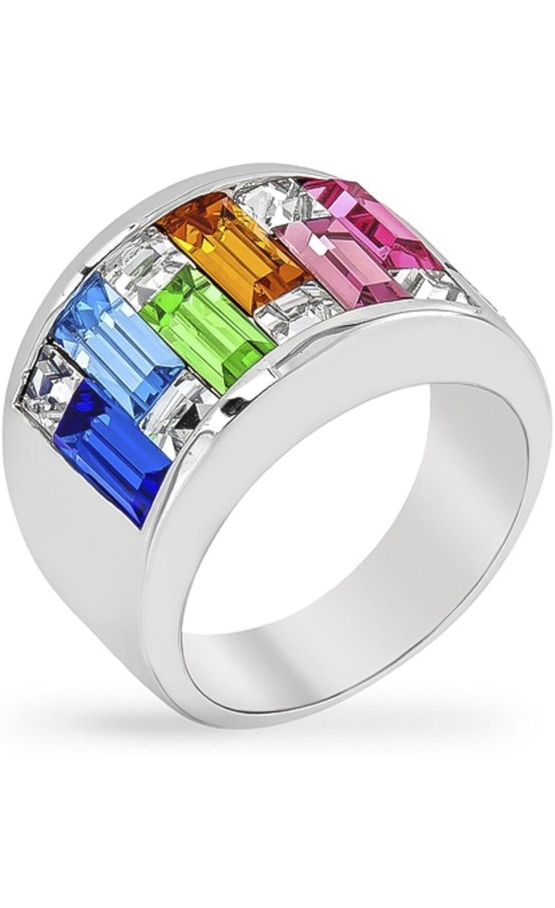 Rainbow Candy Diamond Ring, Candy Maze Ring, Thick Ring, Colorful ...