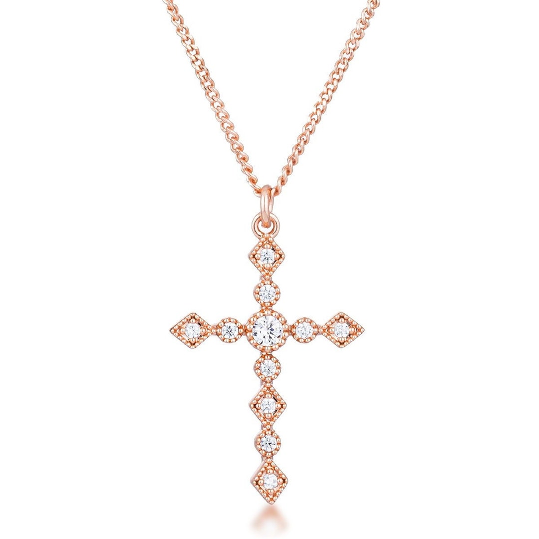 Dainty 18k Rose Gold Cross Necklace Gold Cross Pendant - Etsy