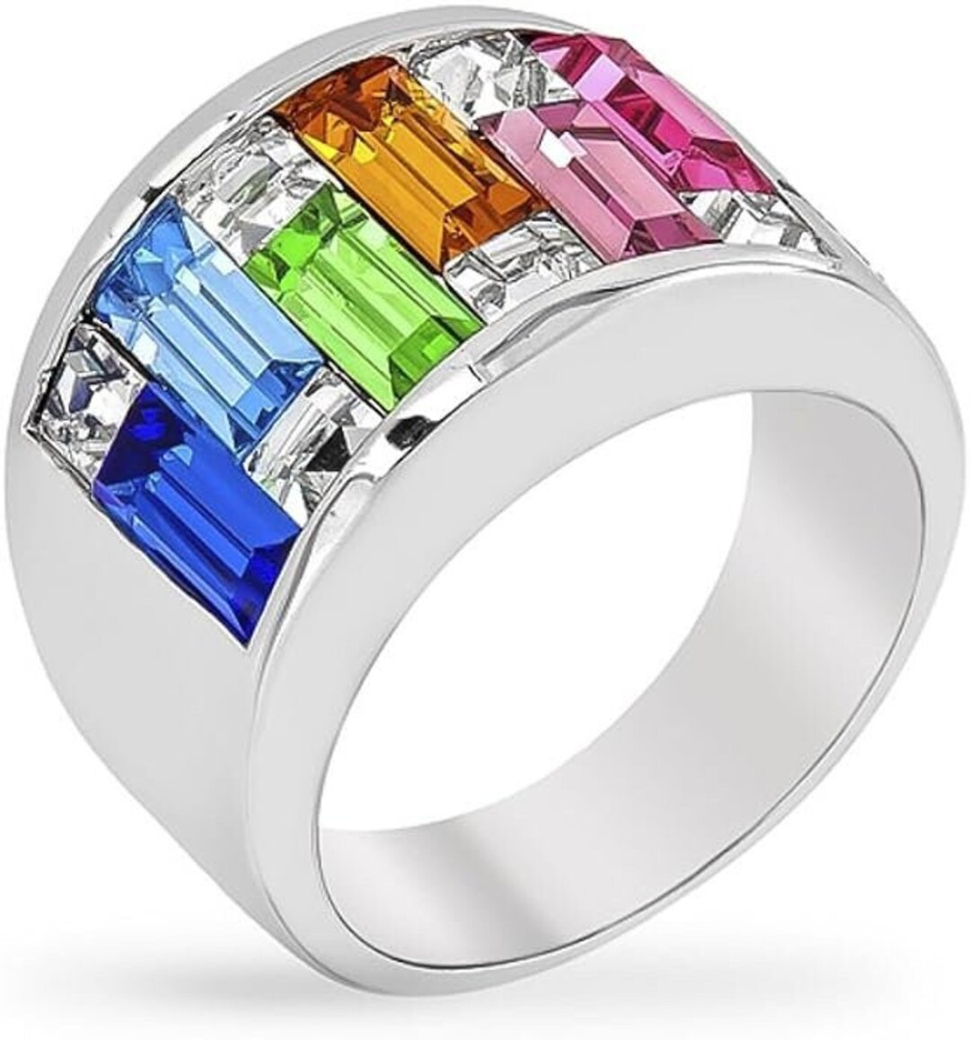 Rainbow Candy Diamond Ring Candy Maze Ring Thick Ring - Etsy