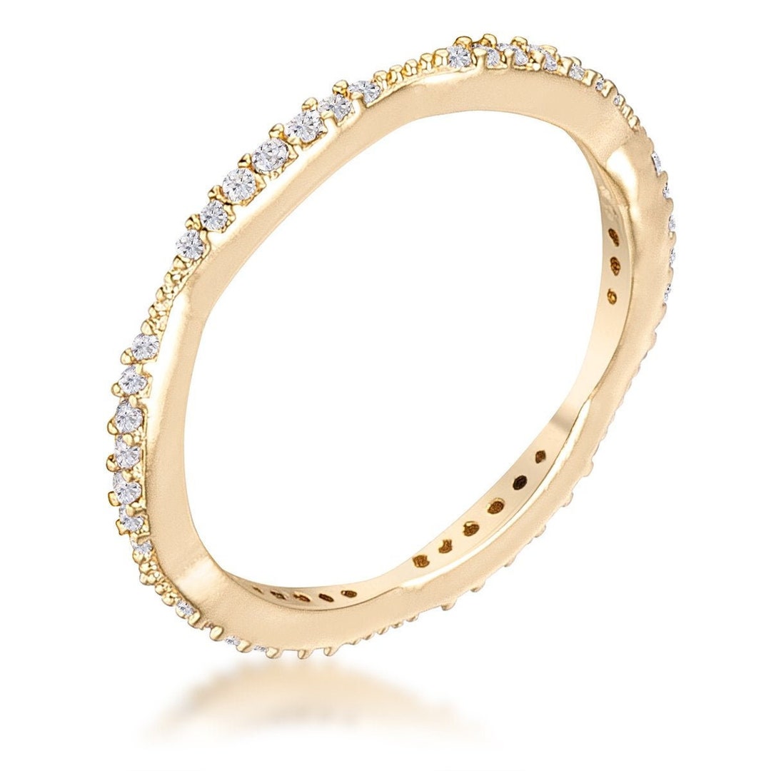 18k Gold Delicate Diamond Eternity Band, Dainty Gold Eternity Band ...