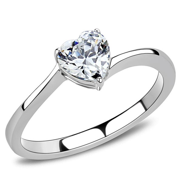 Diamond Heart Solitaire Ring - Etsy