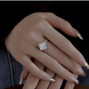 Clover Diamond Ring, Four Leaf Clover Diamond Ring, Lucky Clover Ring, Diamond Statement Ring ...