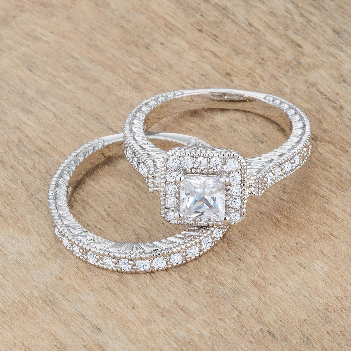 Princess Cut Bridal Set Art Deco Bridal Set Diamond - Etsy