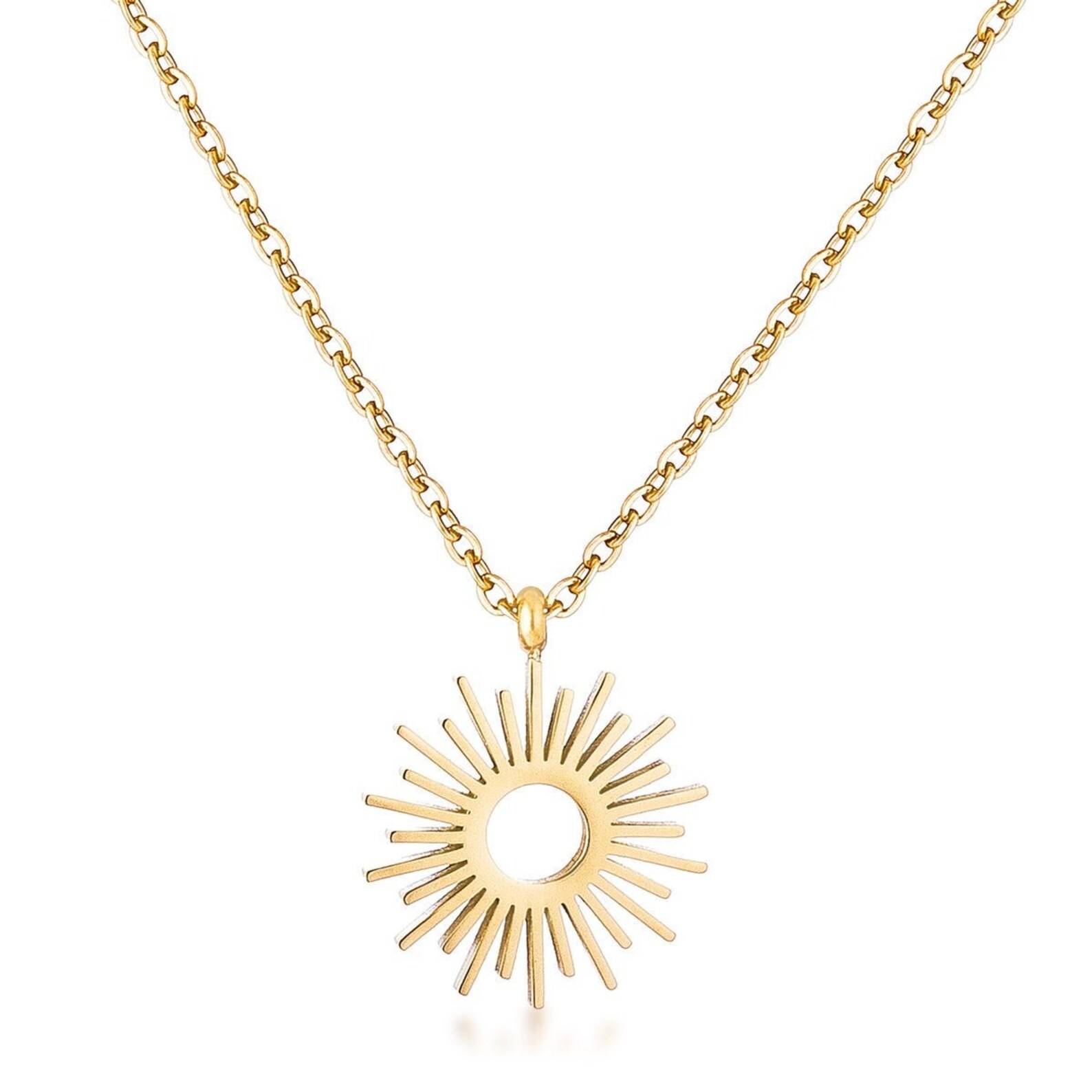 18k Gold Sunburst Necklace Gold Sun Necklace Dainty Gold - Etsy