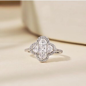 Clover Diamond Ring, Four Leaf Clover Diamond Ring, Lucky Clover Ring, Diamond Statement Ring ...