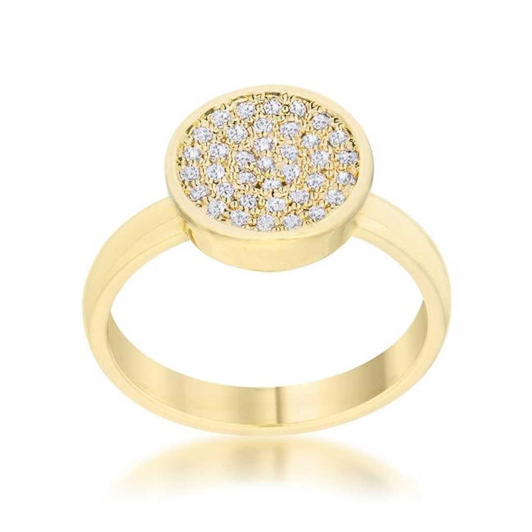14k Gold Pave Circle Diamond Ring Round Circle Ring Modern - Etsy