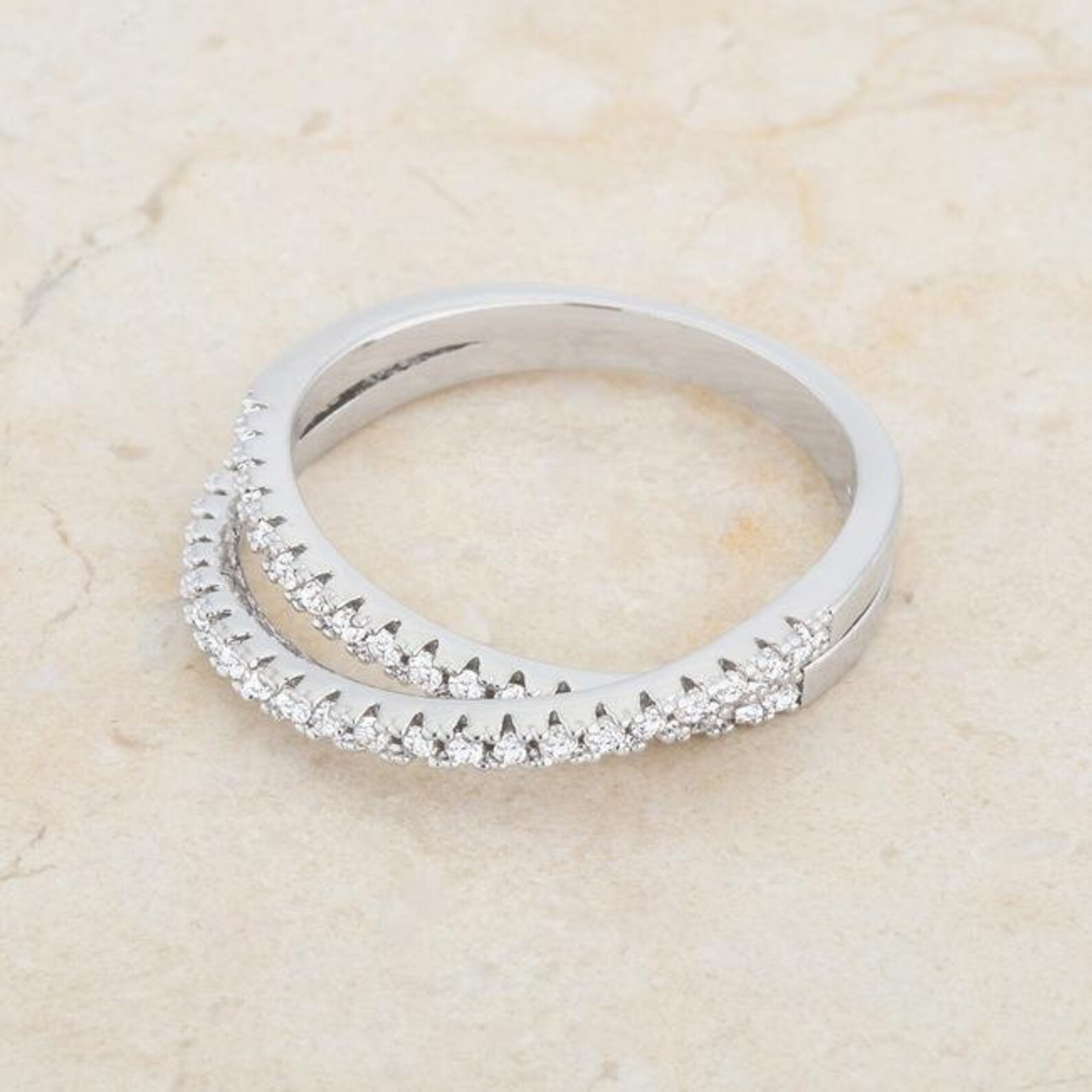 Silver Diamond Intertwined Ring Silver Modern Ring Twist - Etsy