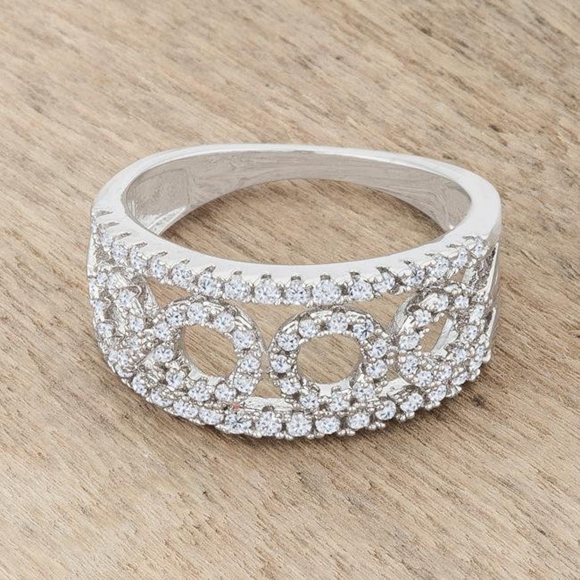 Contemporary Diamond Band Ring Thick Silver Band Circle - Etsy