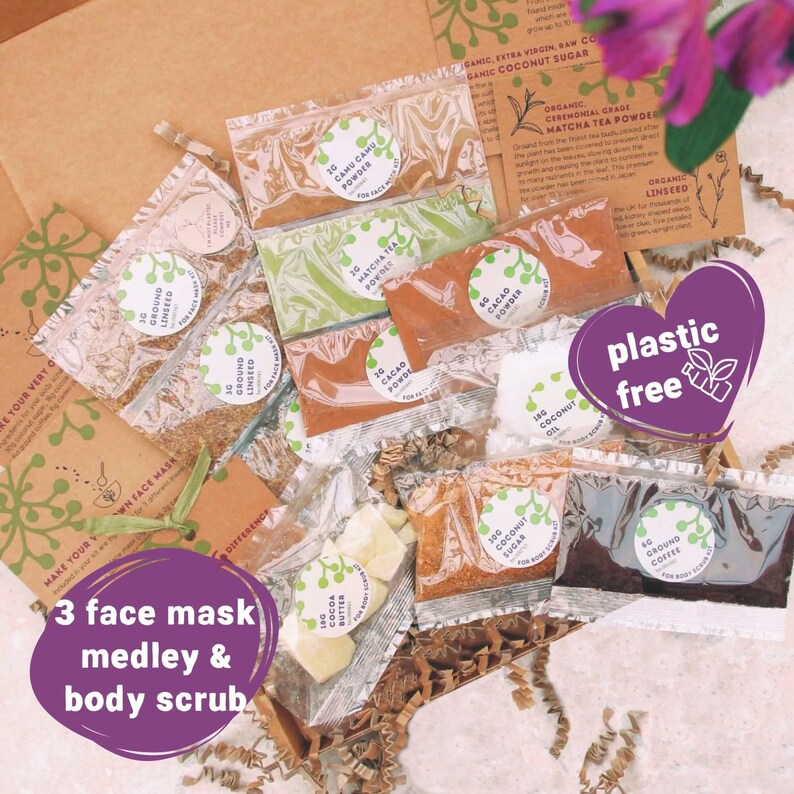 All Natural Make Your Own Skincare Kit, Face Mask Kit & Body Scrub Kit ...