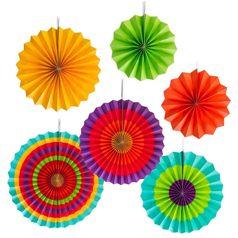 Fiesta Colorful Paper Fans - Etsy