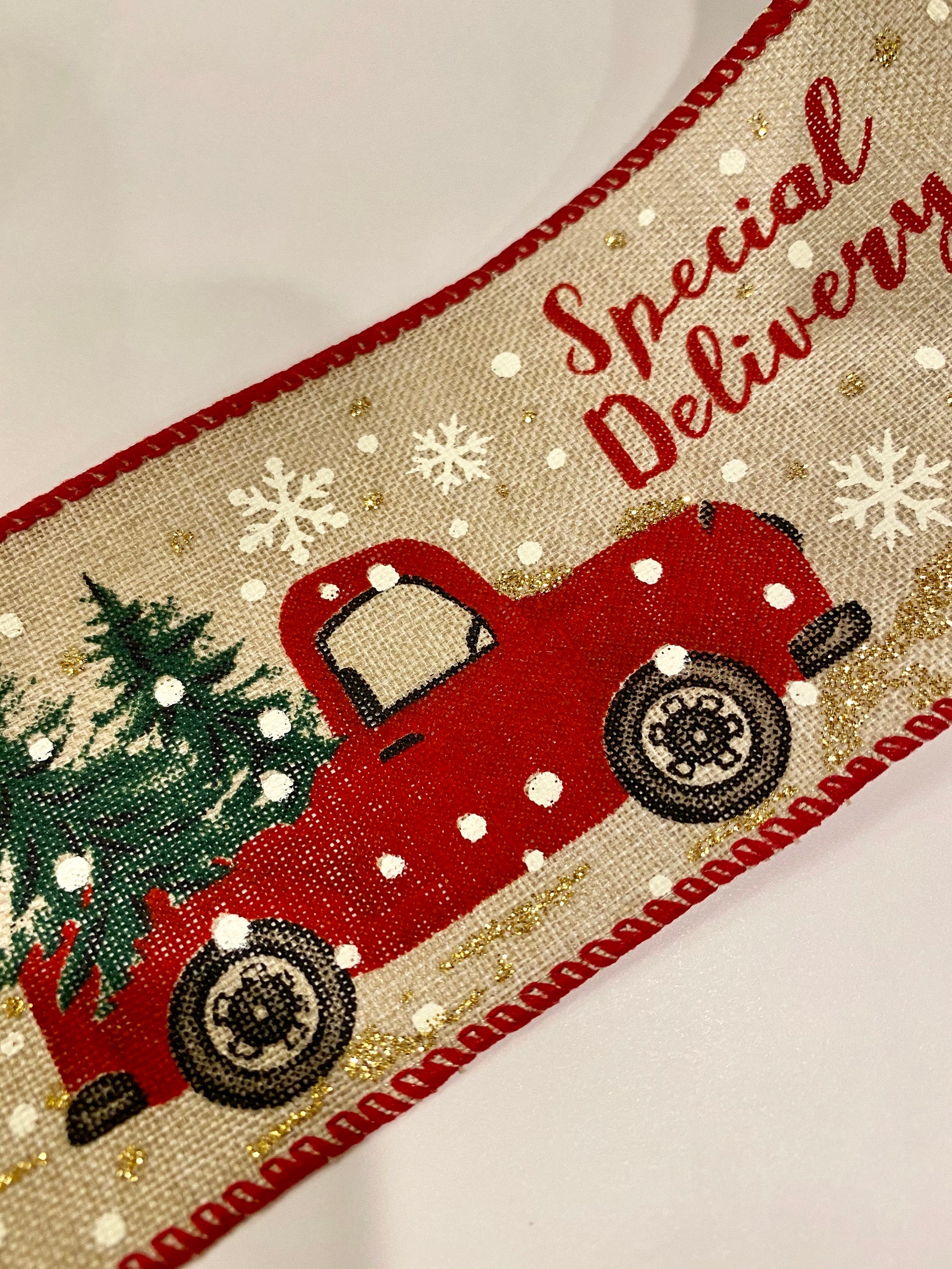 Christmas Ribbon Vintage Truck With Tree & Special Delivery | Etsy
