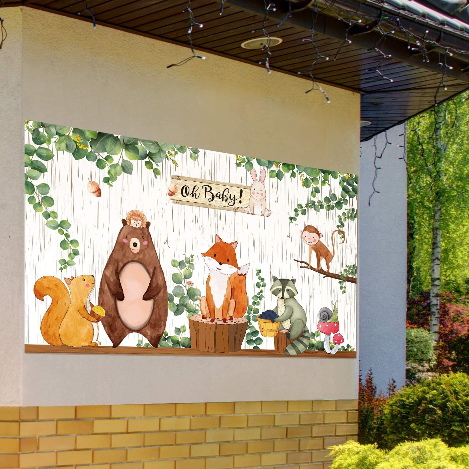 Woodland Baby Shower Backdrop Banner Woodland Party - Etsy Woodland Baby Shower Backdrop Banner Woodland Party - Etsy