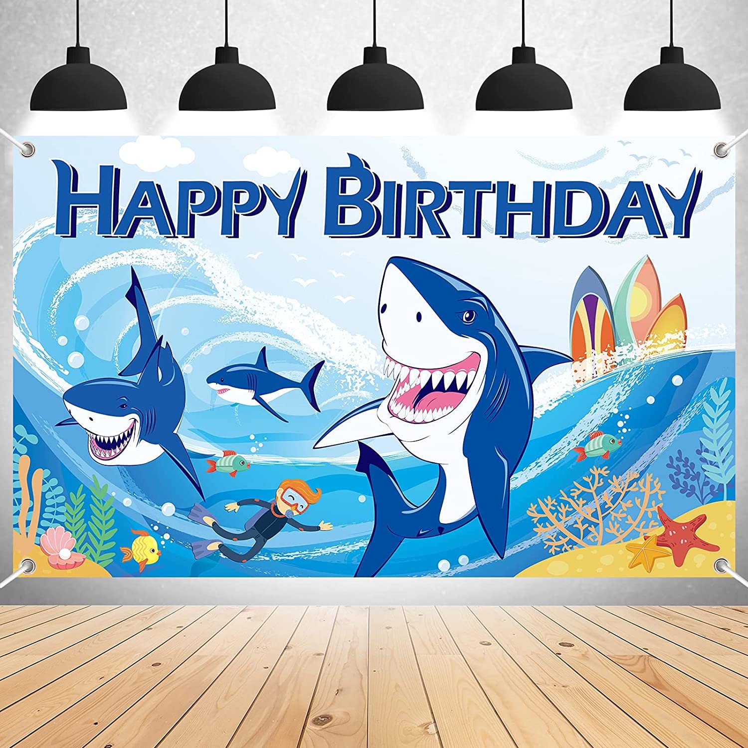 Shark Themed Backdrop Shark Birthday Party Themed Party | Etsy
