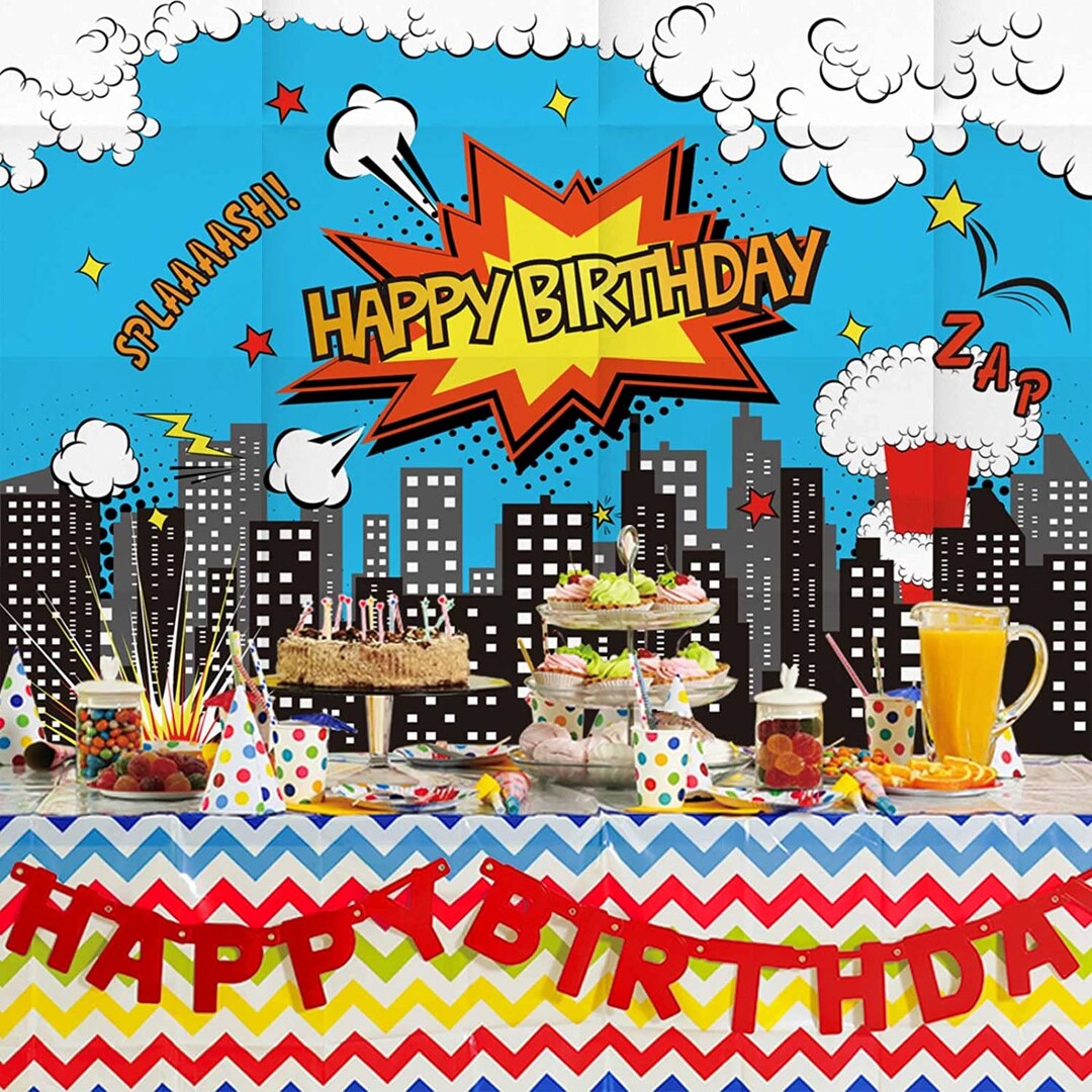 Super Hero Backdrop Birthday Backdrop Spider Man Bat Man - Etsy