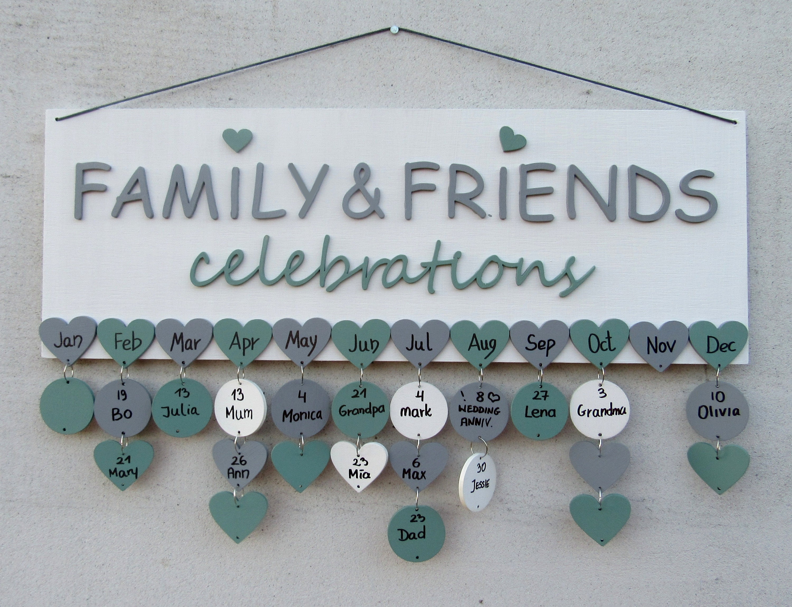 Birthday Calendar Reminder Board Family Calendar - Etsy