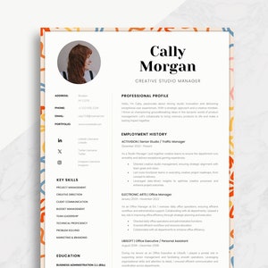 Bold CV Template With Border, Creative CV Template, Bright 1 Page ...