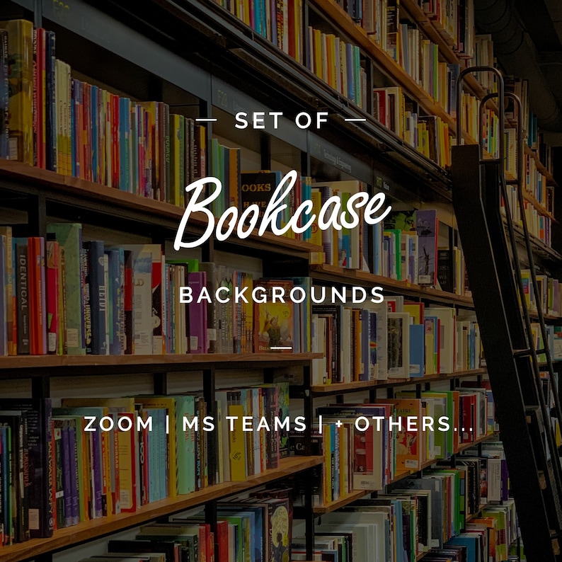 Bookcase Zoom Background | Virtual Meeting Bookshelf Background | 9 ...