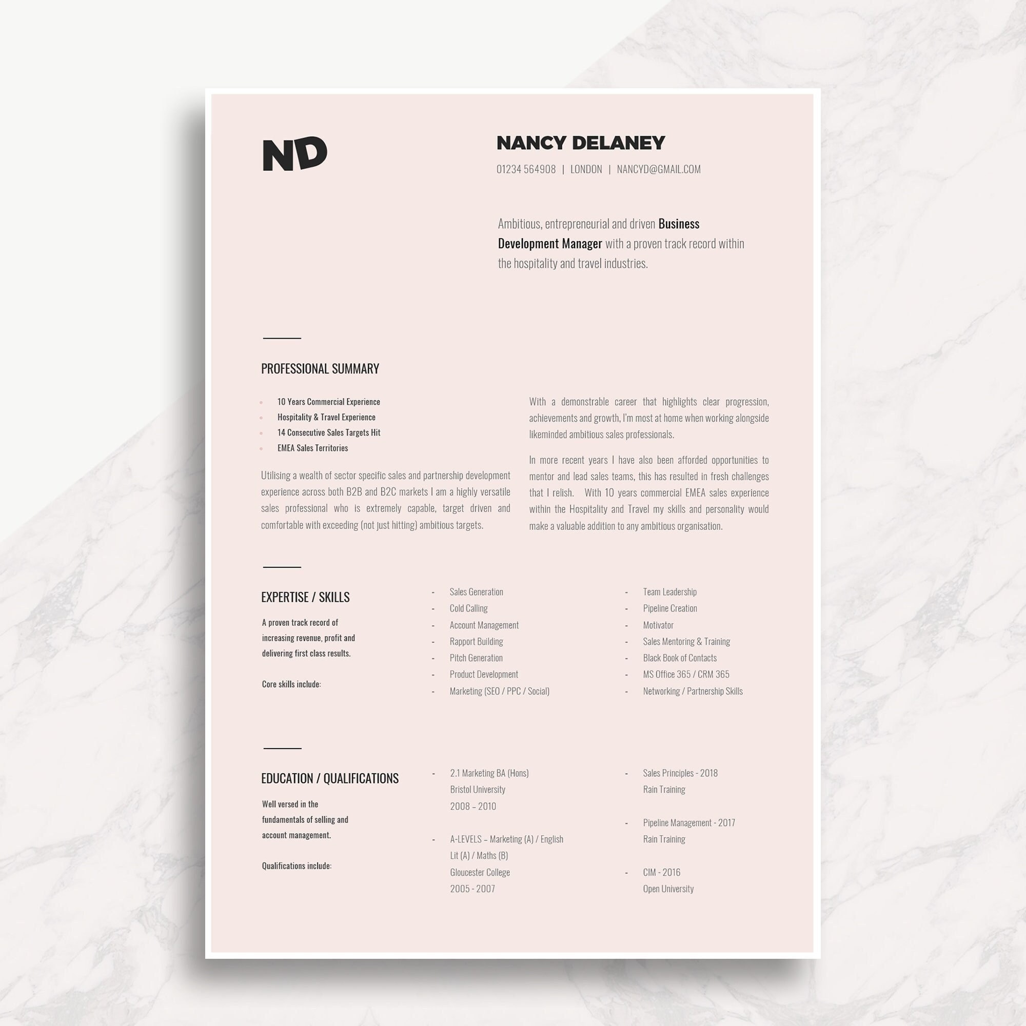 Eyecatching BDM Resume Layout, Creative CV for Sales Professionals ...